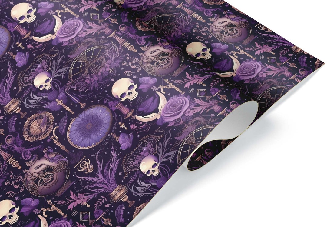 Unique Gothic Gift Wrap, Thick Wrapping Paper, Spiritual, Skull Witch ...