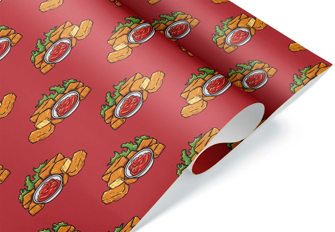 Funny Ketchup and Chicken Nugget Gift Wrap Weird Fast Food Wrapping ...
