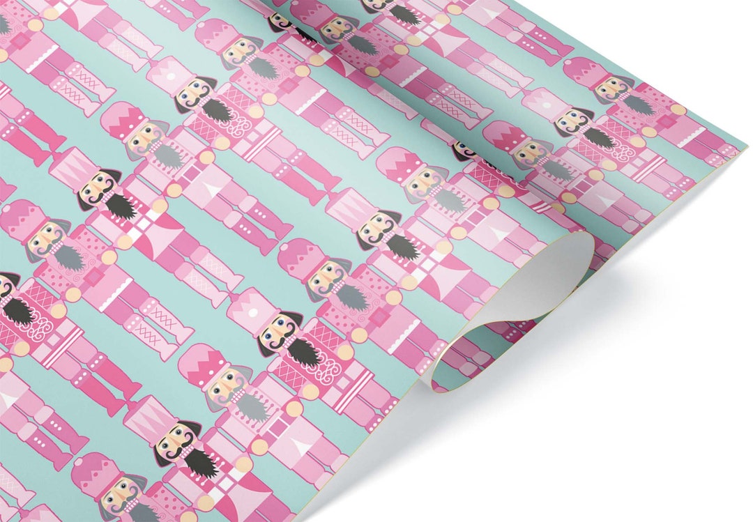 Pastel Pink Nutcracker Wrapping Paper, Cute Mint Green Ballet Holiday ...