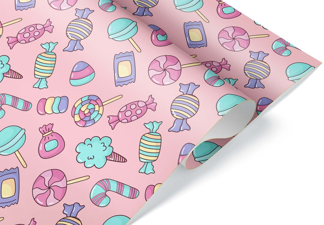 Cute Candy Assortment Wrapping Paper Roll Gift Wrap Sweet Present ...