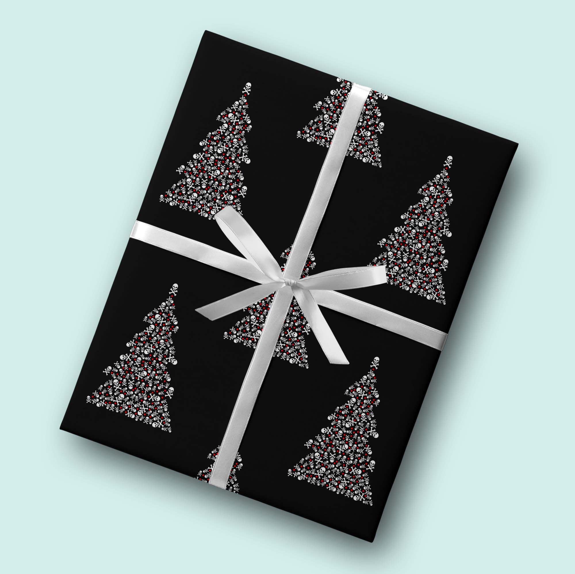 Skull Christmas Tree Gift Wrap Goth Skeleton Bones Wrapping | Etsy