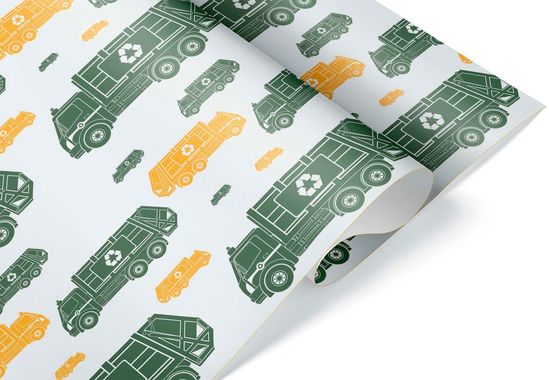 Recycling Trash Truck Gift Wrap Wrapping Paper Roll Christmas Present ...