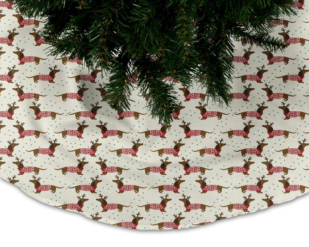 Cute Weiner Dog Sweater Christmas Tree Skirt, Puppy Indoor Holiday ...