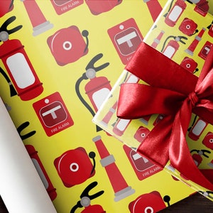 Fun Fire Safety Gift Wrap Thick Wrapping Paper Firefighter Fireman Tool ...