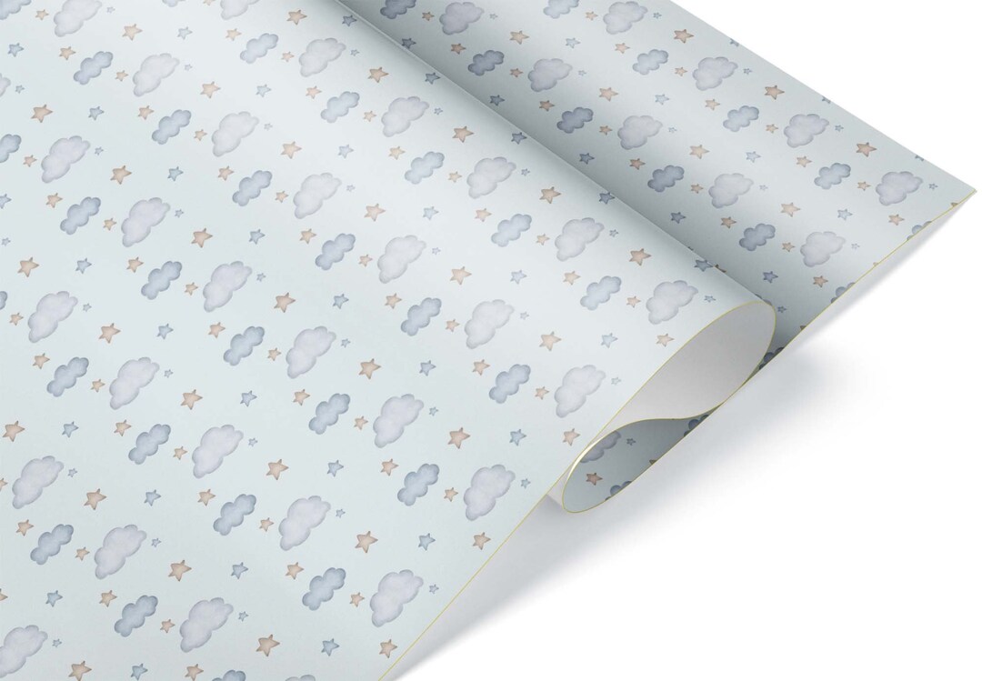 Dreamy Cloud and Star Wrapping Paper, Sky Theme Nursery Decor Thick ...