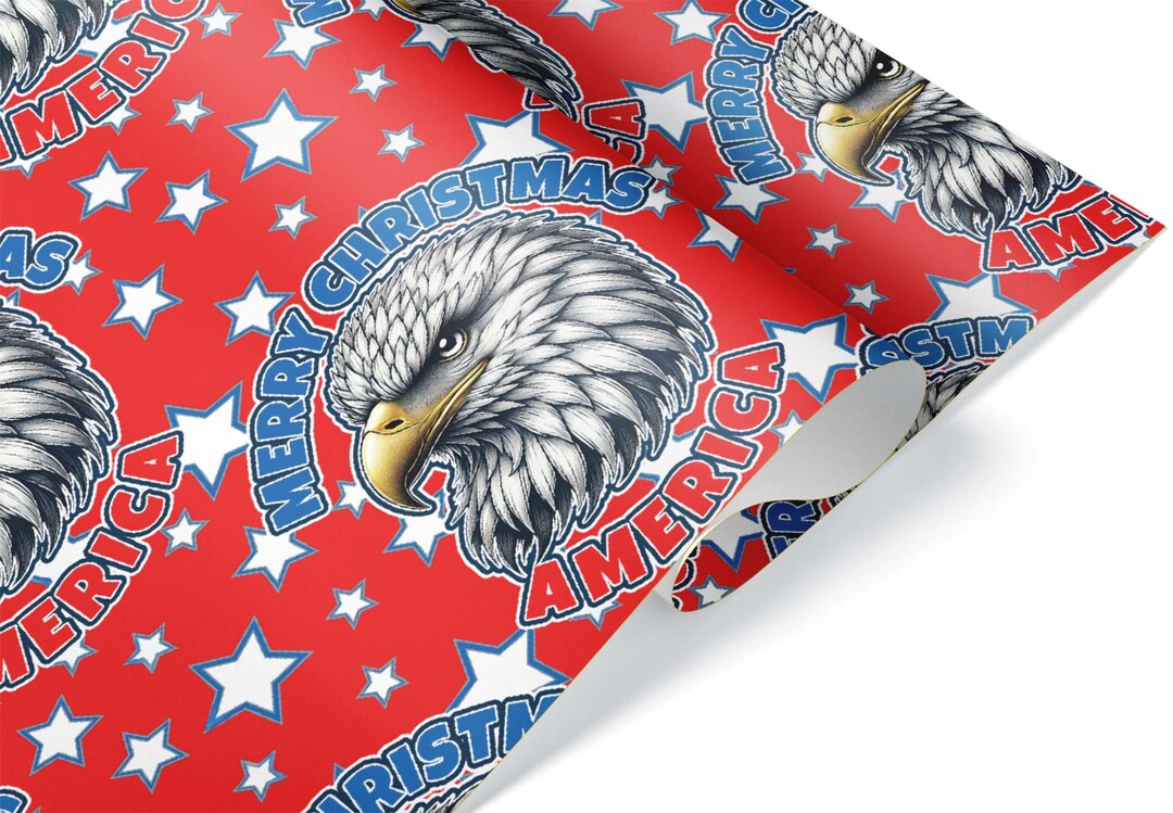Merry Christmas America Wrapping Paper, Military Veteran USA Xmas Gift ...