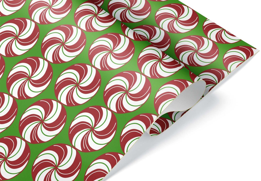 Classic Holiday Mint Pattern Thick Wrapping Paper, Peppermint Hard ...