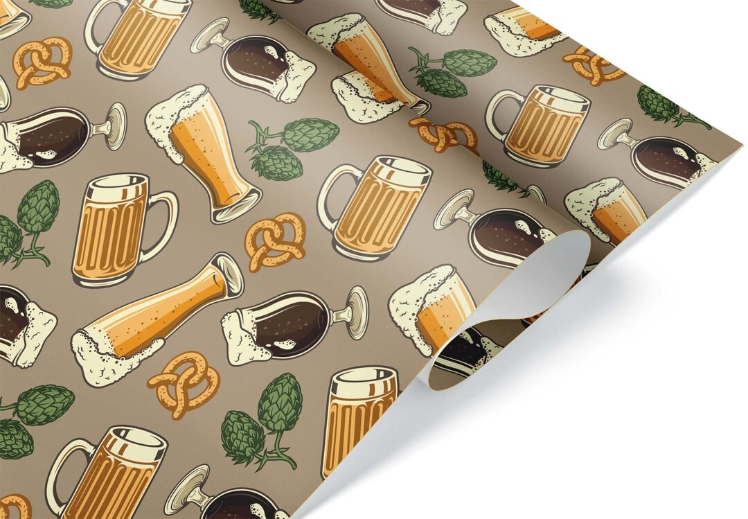 Craft Beer Wrapping Paper Roll IPA Hops Gift Wrap Bachelor Present ...