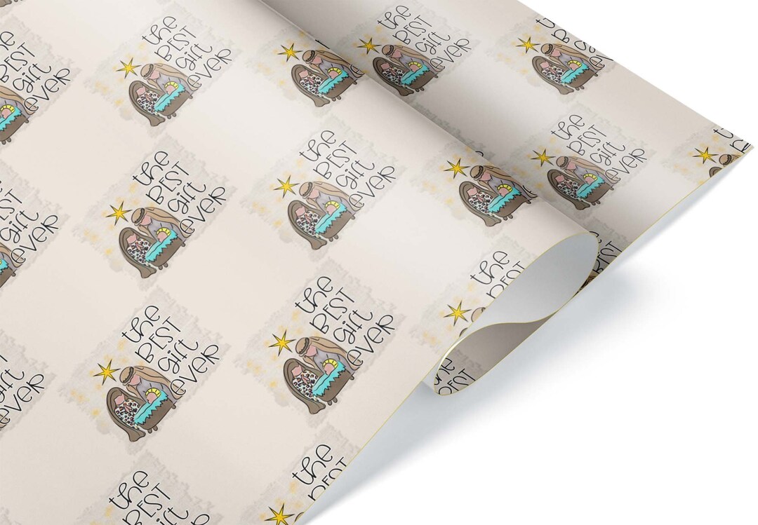 Cute Nativity Christmas Wrapping Paper, Baby Jesus Birthday Holiday ...
