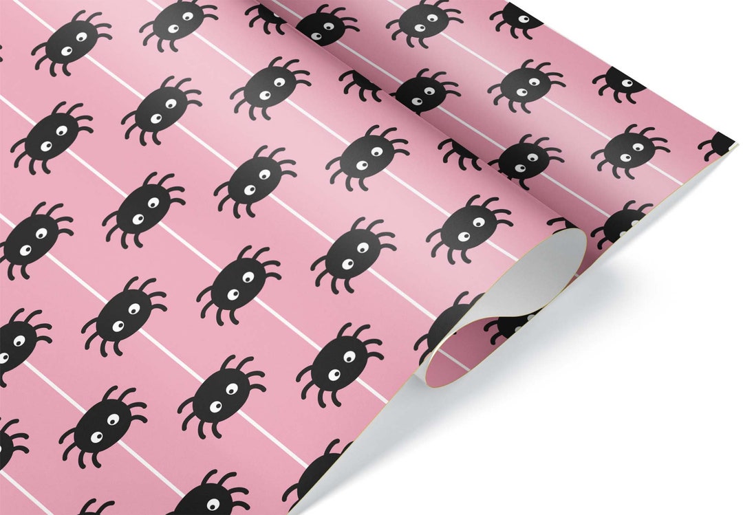 Cute Pink Spider Gift Wrap, Thick Wrapping Paper, Pastel Goth Halloween ...
