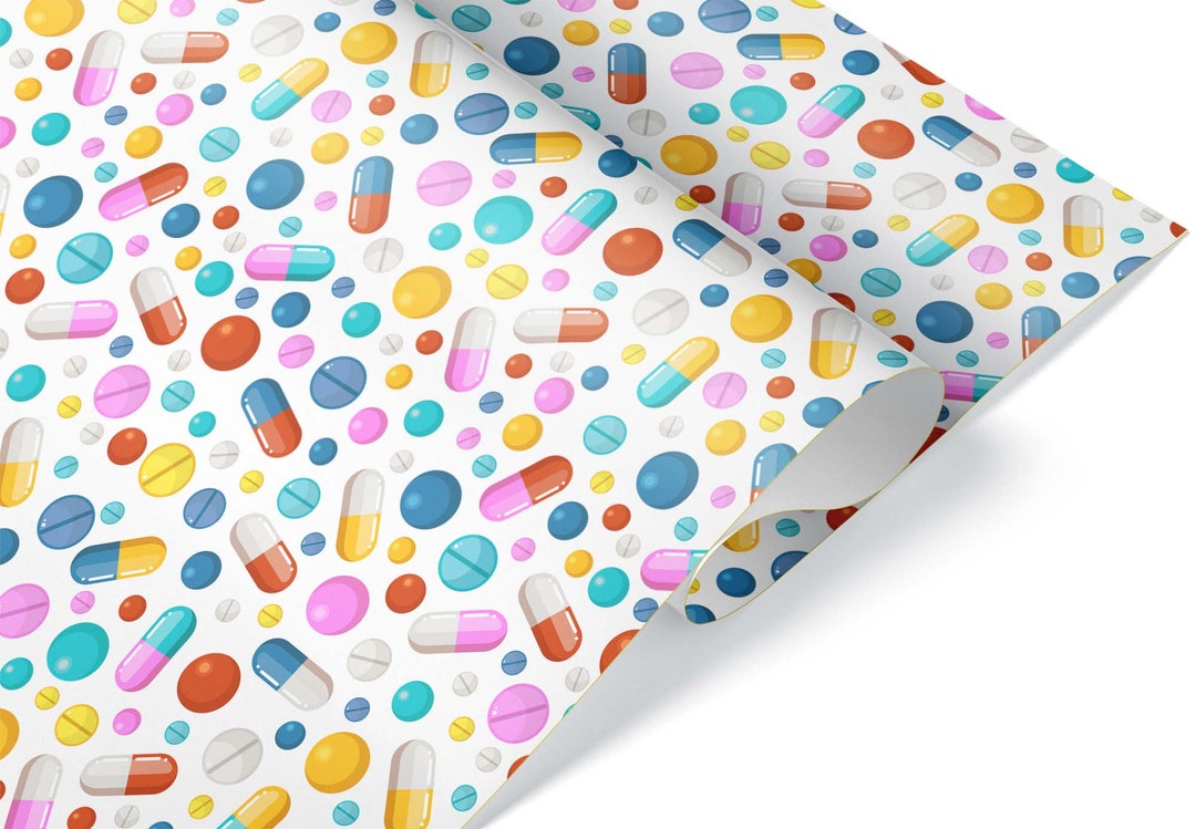Colorful Pills Gift Wrap, Thick Wrapping Paper, Pharmacist Present ...