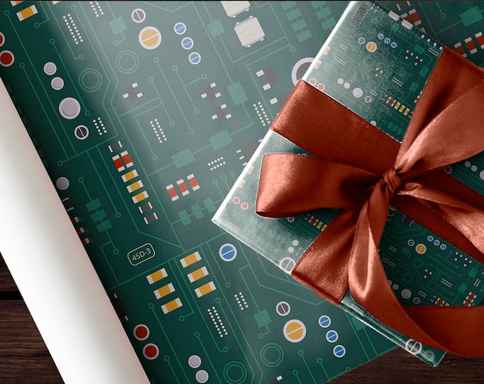 Circuit Board Pattern Lotka Wrapping Paper Geek Gift Wrap 3 Sheets ...
