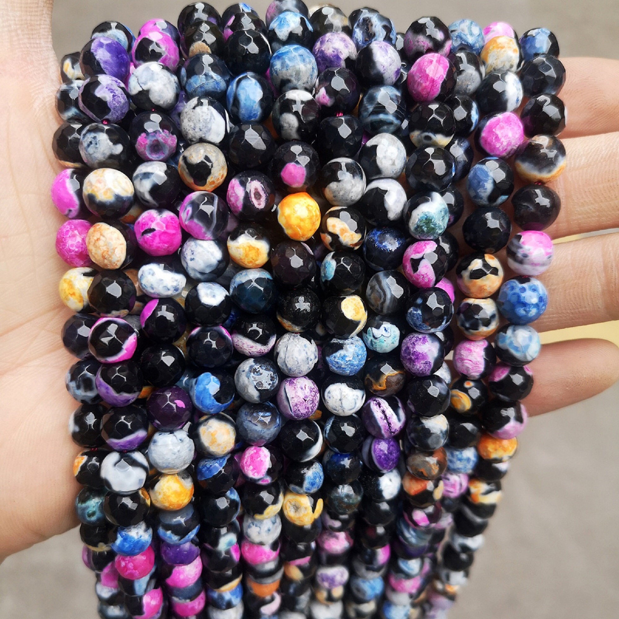 Faceted Orca Agate Stone Strand Bead Healing Gemstone Fire Agate 10 ...