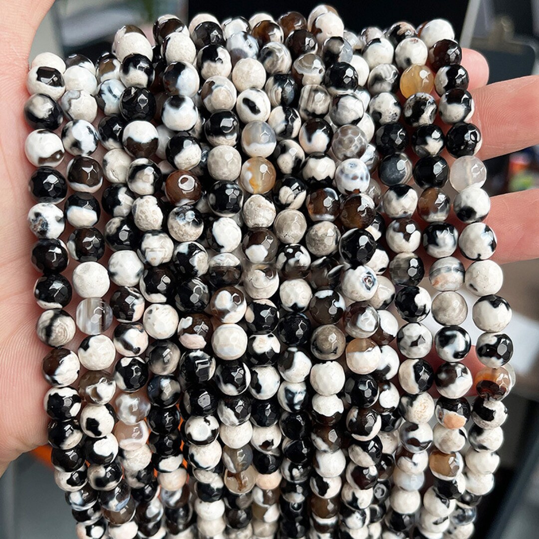 Faceted Orca Agate Stone Strand Bead Healing Gemstone Fire Agate 10 ...