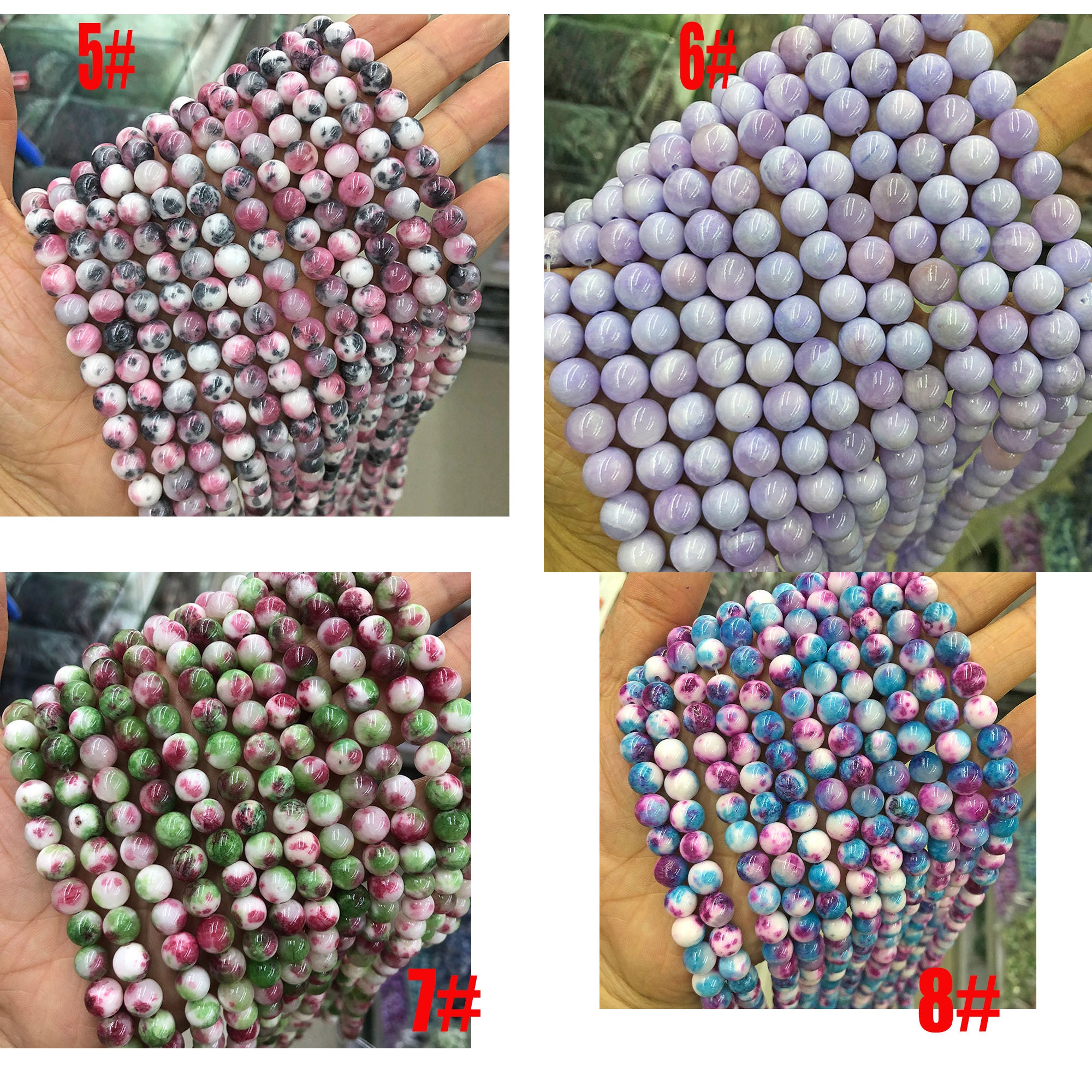 29 Colors 6mm 8mm 10mm Crystal Beads Wholesale, Red Pink Blue Purple ...