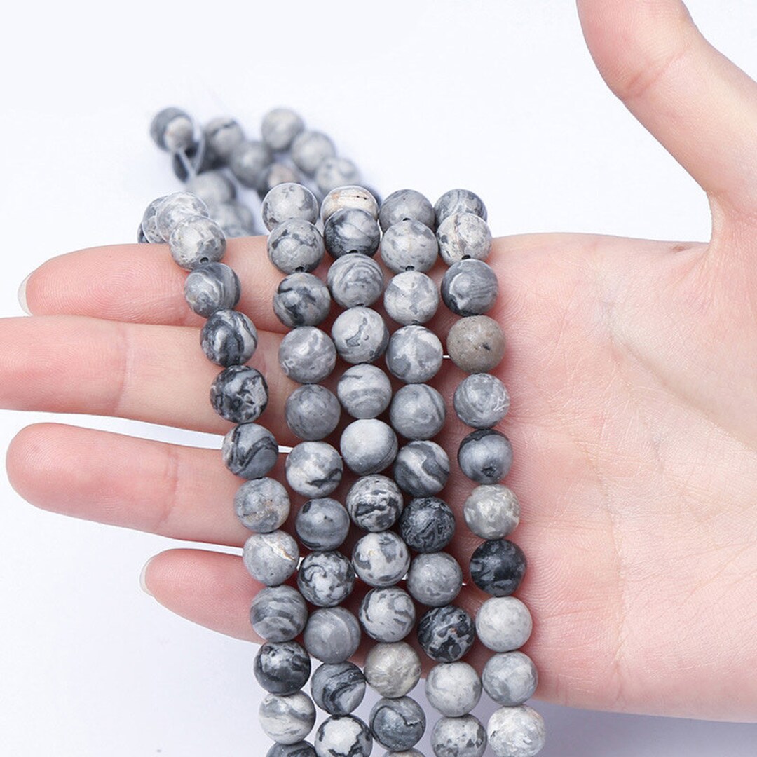 Natural Gray Map Jasper Bead 4mm 6mm 8mm 10mm, Genuine Semi-precious ...