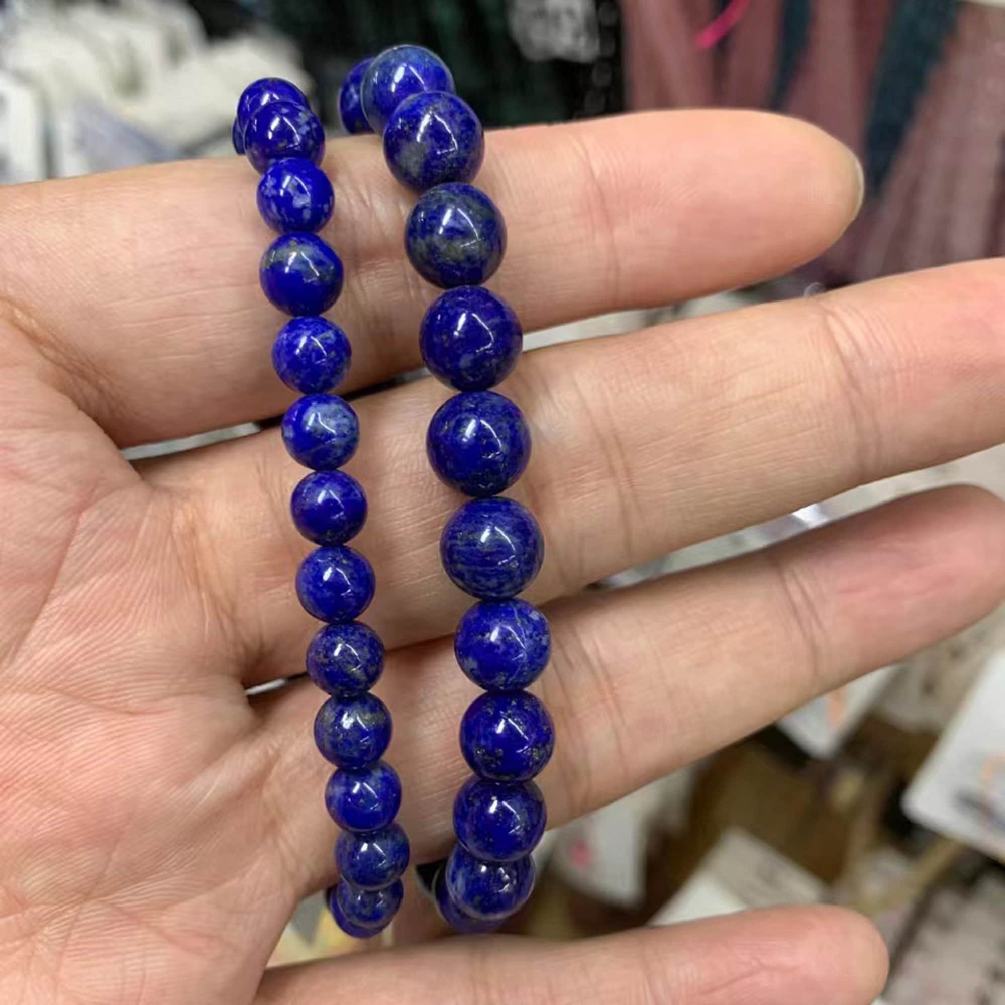 Grade AAA Natural Lapis Lazuli Bracelet, Genuine Gemstone Bead 4/6/8/10 ...