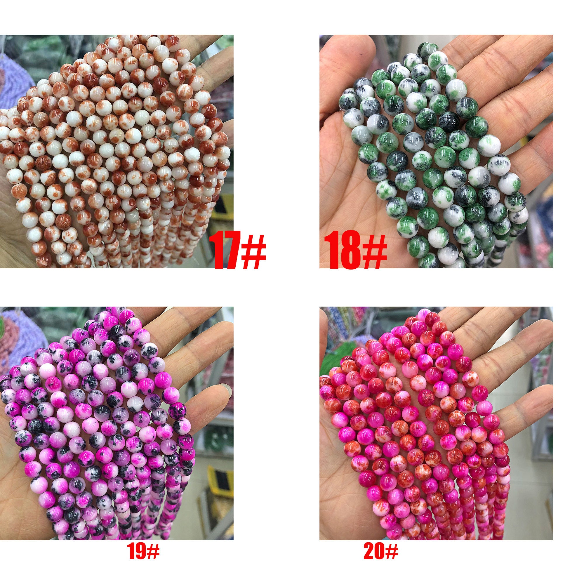 29 Colors 6mm 8mm 10mm Crystal Beads Wholesale, Red Pink Blue Purple ...