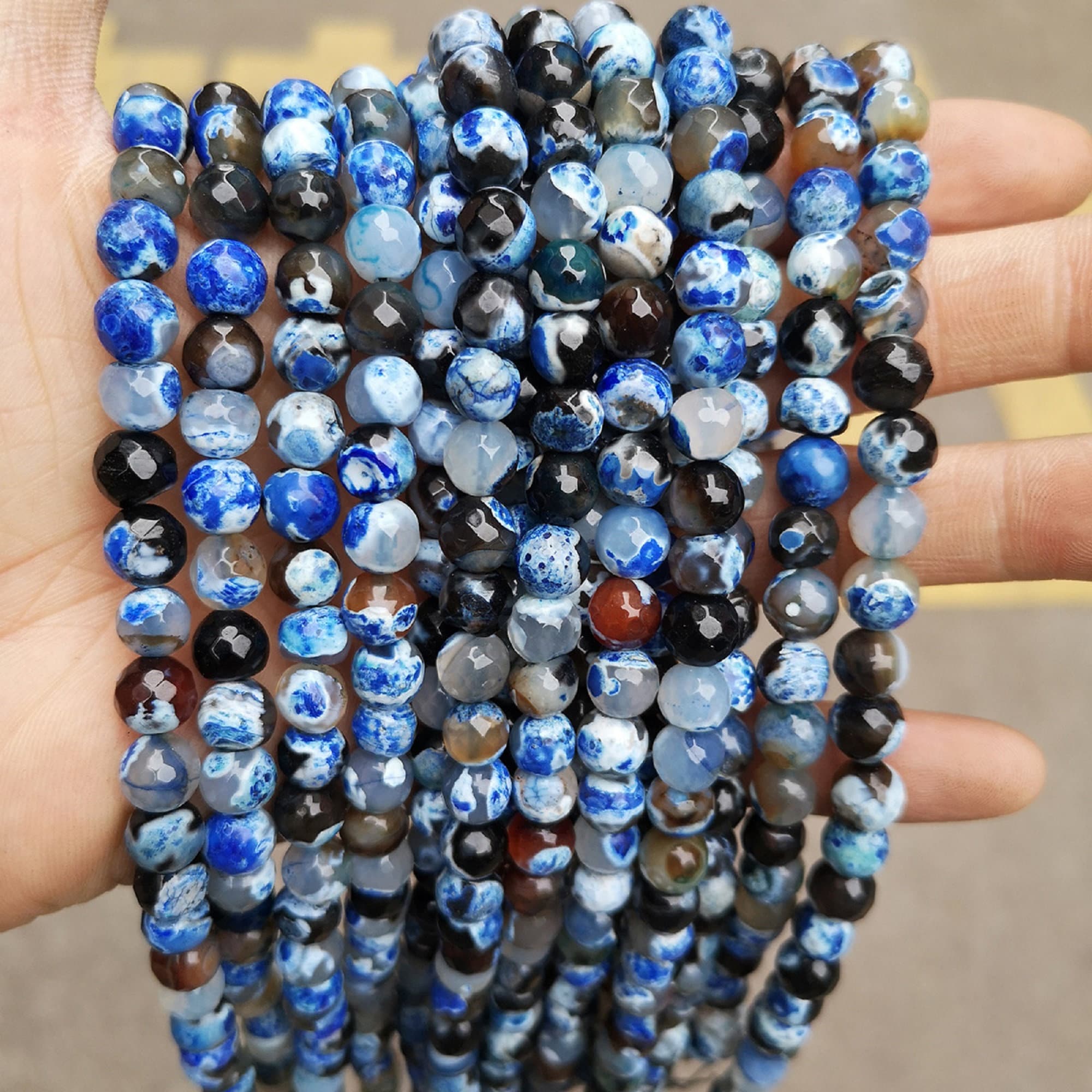 Faceted Orca Agate Stone Strand Bead Healing Gemstone Fire Agate 10 ...