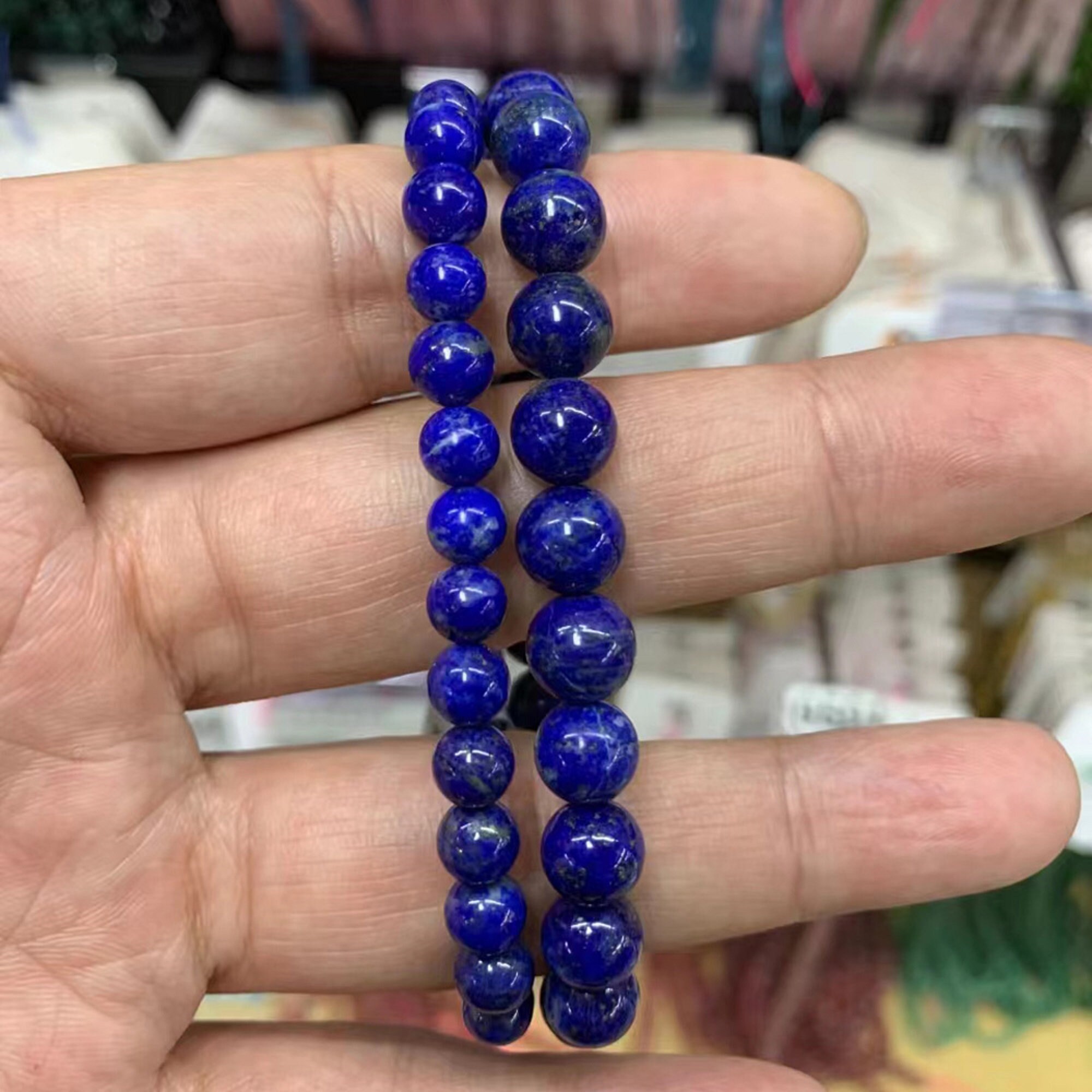 Grade AAA Natural Lapis Lazuli Bracelet, Genuine Gemstone Bead 4/6/8/10 ...