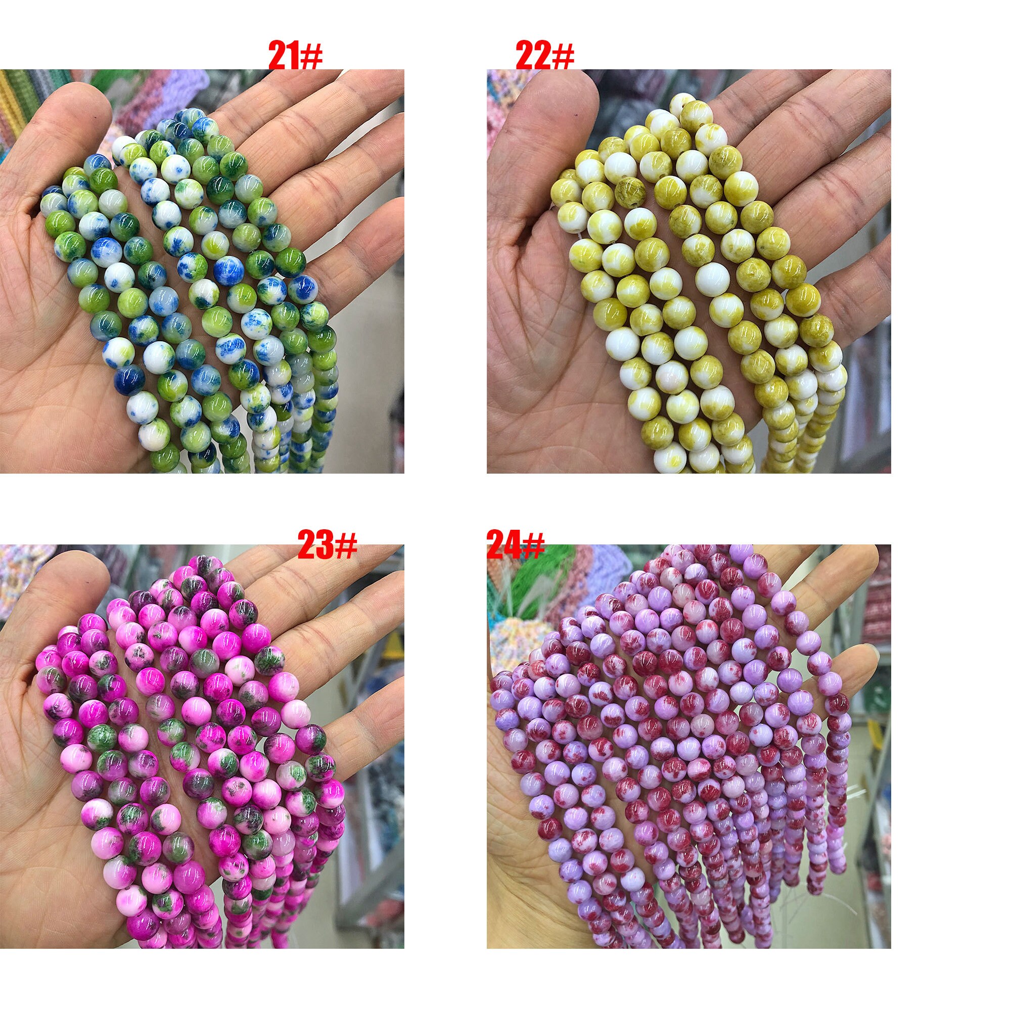29 Colors 6mm 8mm 10mm Crystal Beads Wholesale, Red Pink Blue Purple ...
