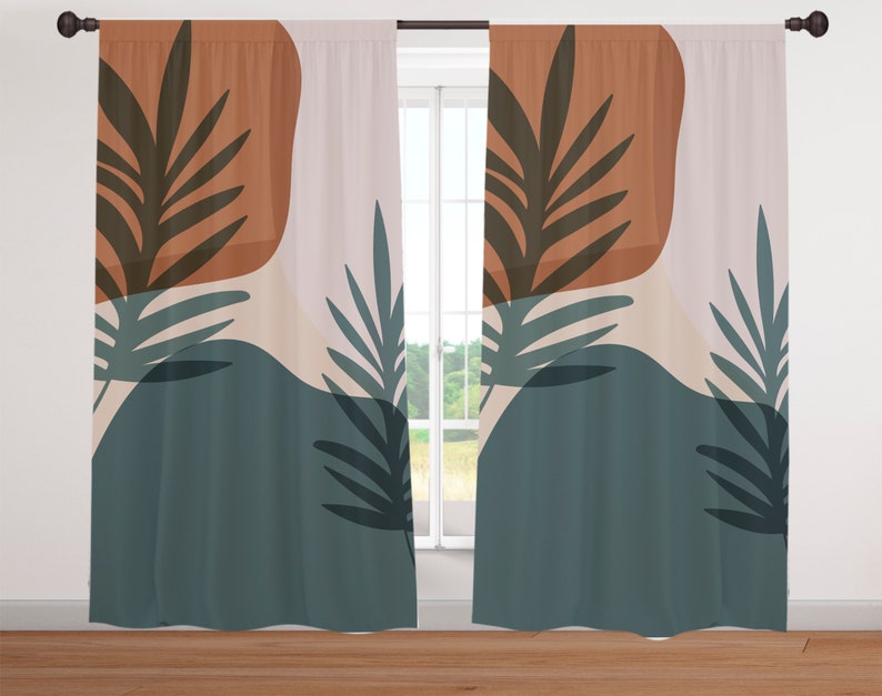 Abstract Window Curtain Aesthetic Art Curtain Panels Earth - Etsy