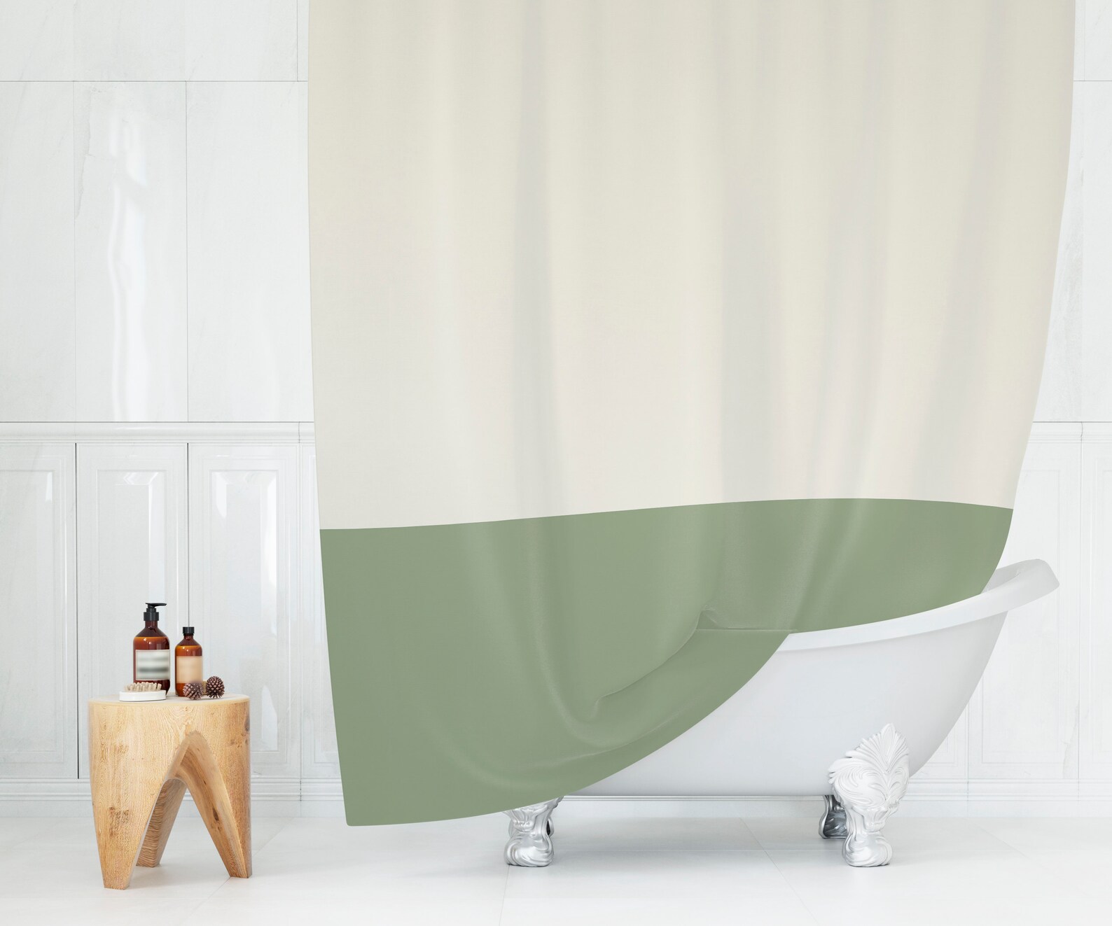 Minimal Shower Curtain Modern Green Shower Curtains Color - Etsy