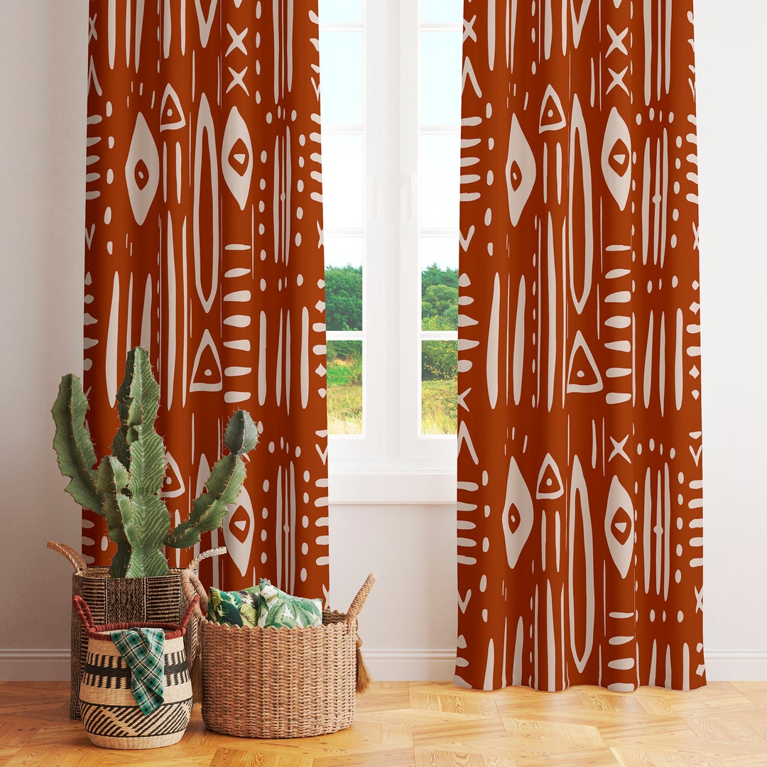 African Mudcloth Print Window Curtain Curtains for Living Room Blackout ...
