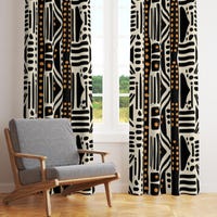 Ethnic African Art Curtain, Face Drapery Panel, Minimalist Window ...
