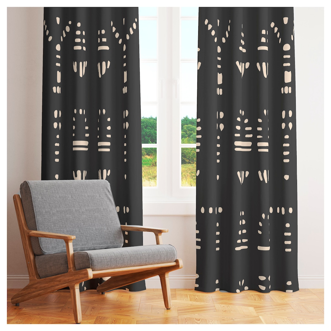 African Mudcloth Print Window Curtain Curtains for Living Room Blackout ...