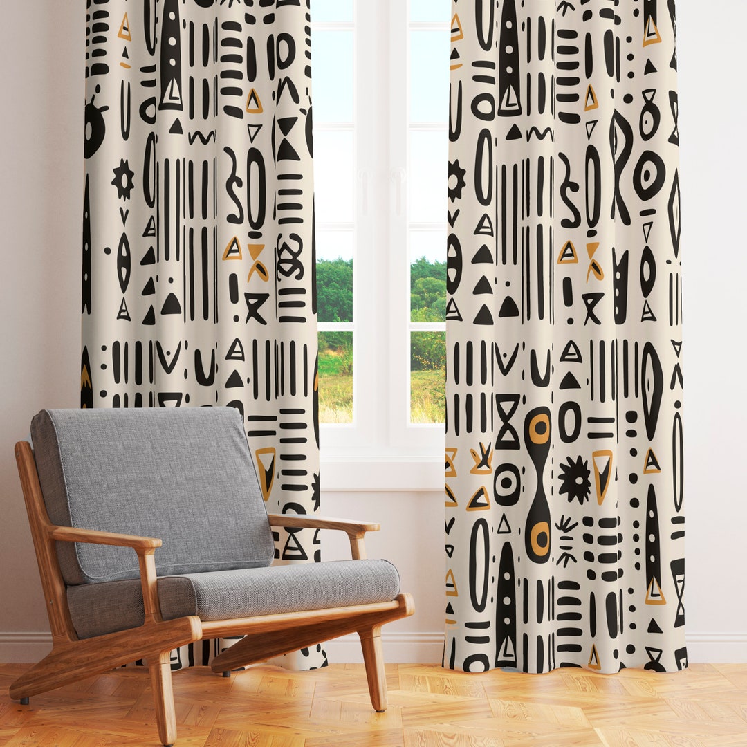 African Mudcloth Print Window Curtain Curtains for Living Room Blackout ...