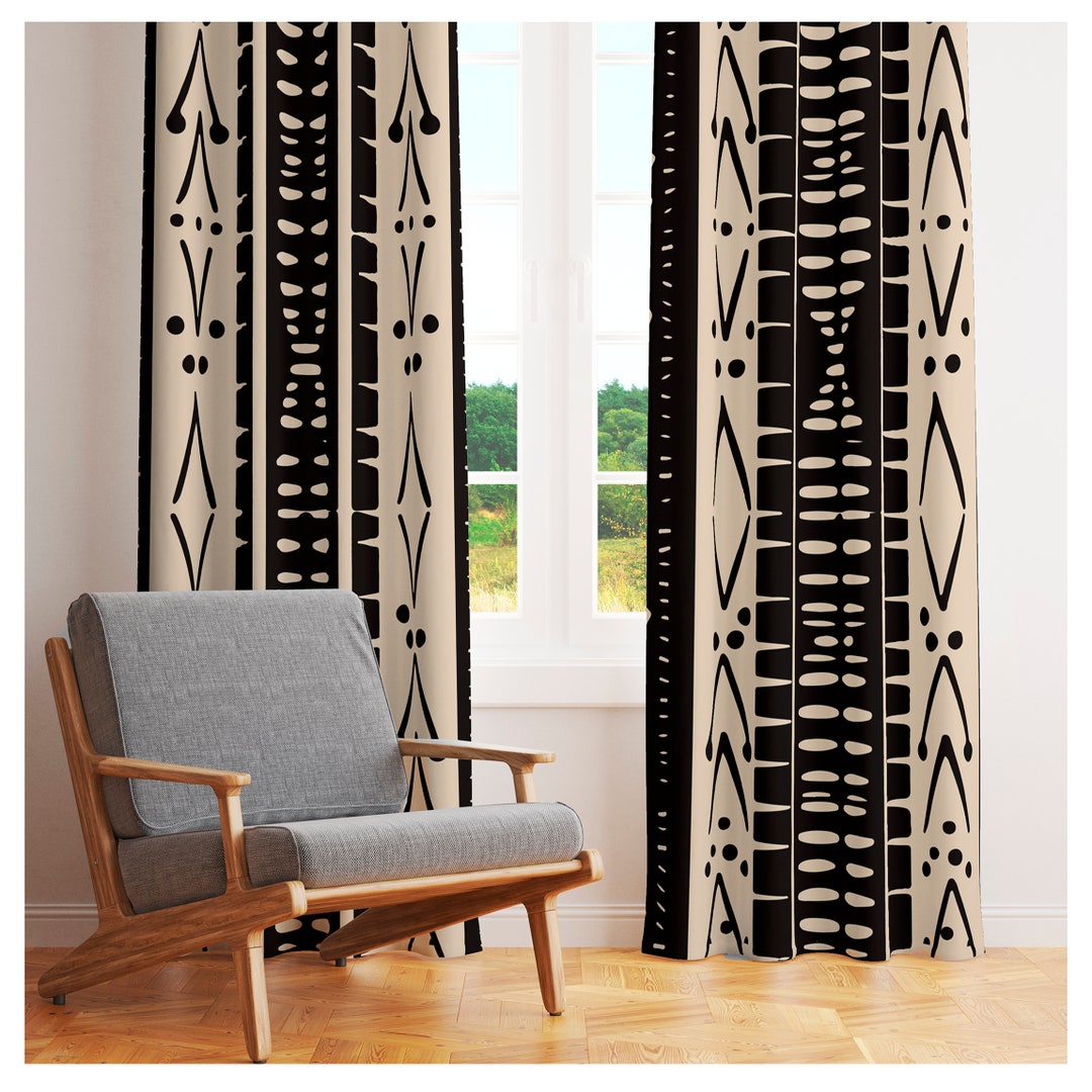African Mudcloth Print Window Curtain Curtains for Living Room Blackout ...