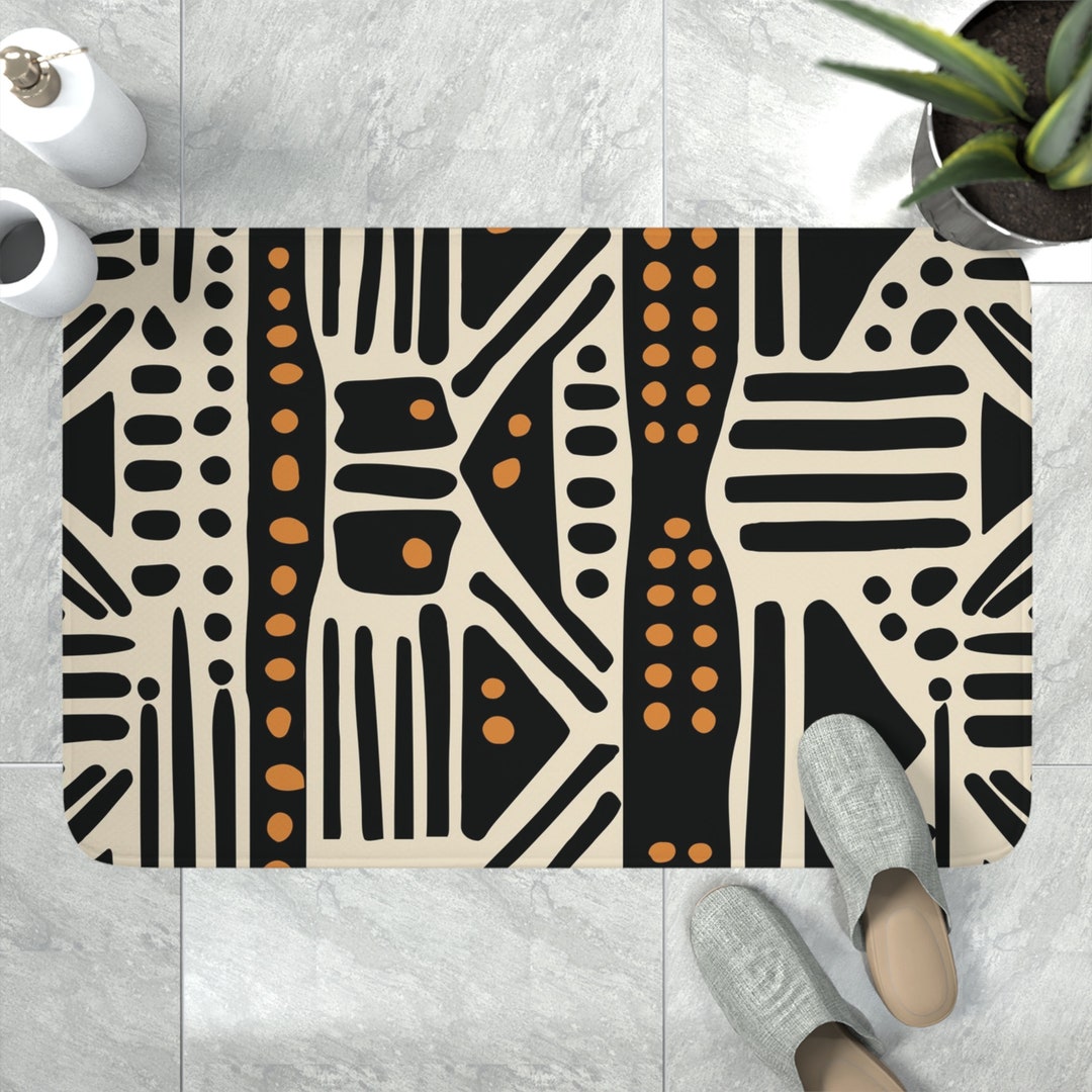 Bath Mat Bath Rugs African Mudcloth Style Bath Mat Tribal Bathroom ...