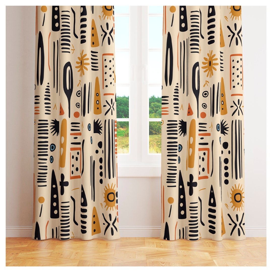 African Mudcloth Curtain Panel: Tribal Blackout Window Drape - Etsy