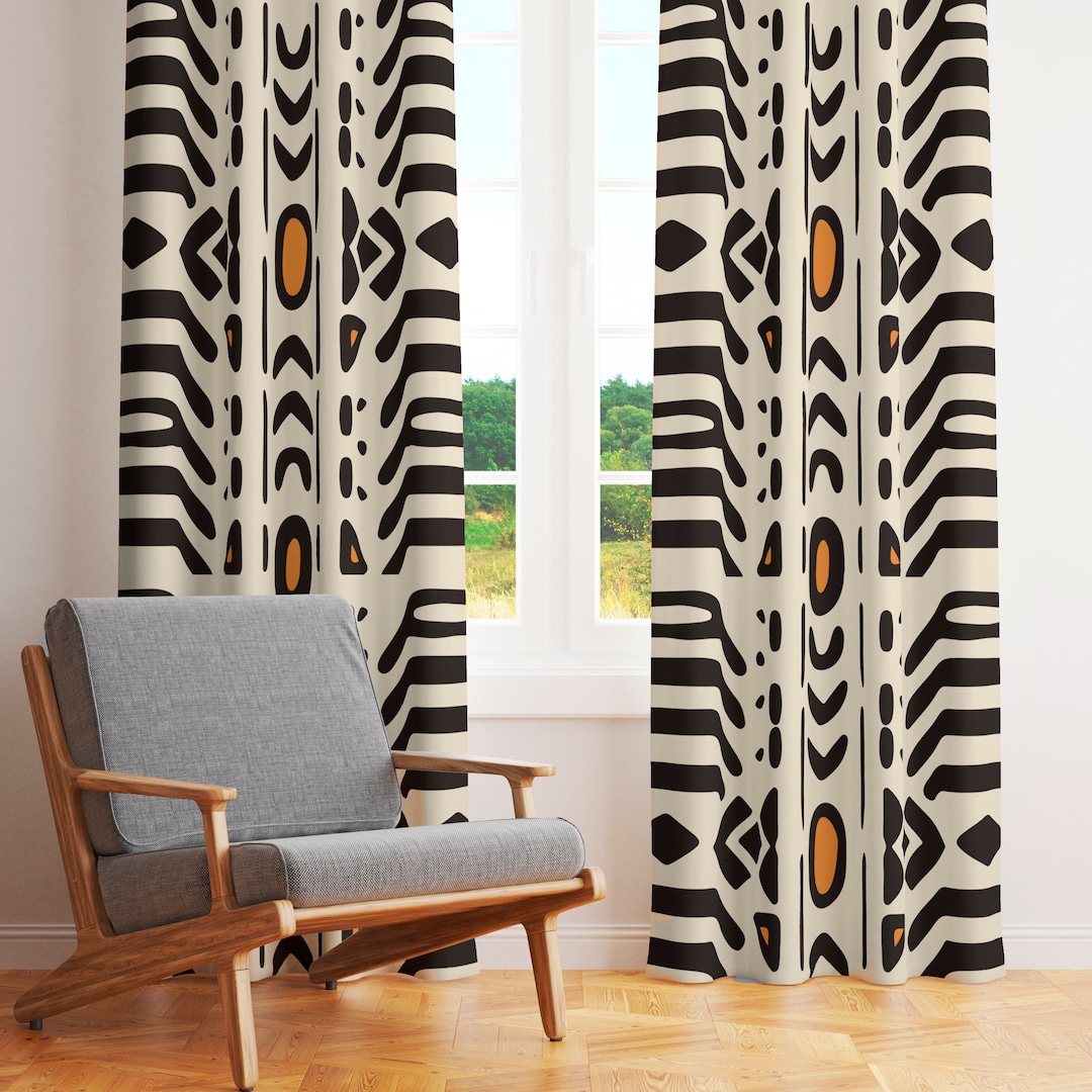 African Mudcloth Print Window Curtain Curtains for Living Room Blackout ...