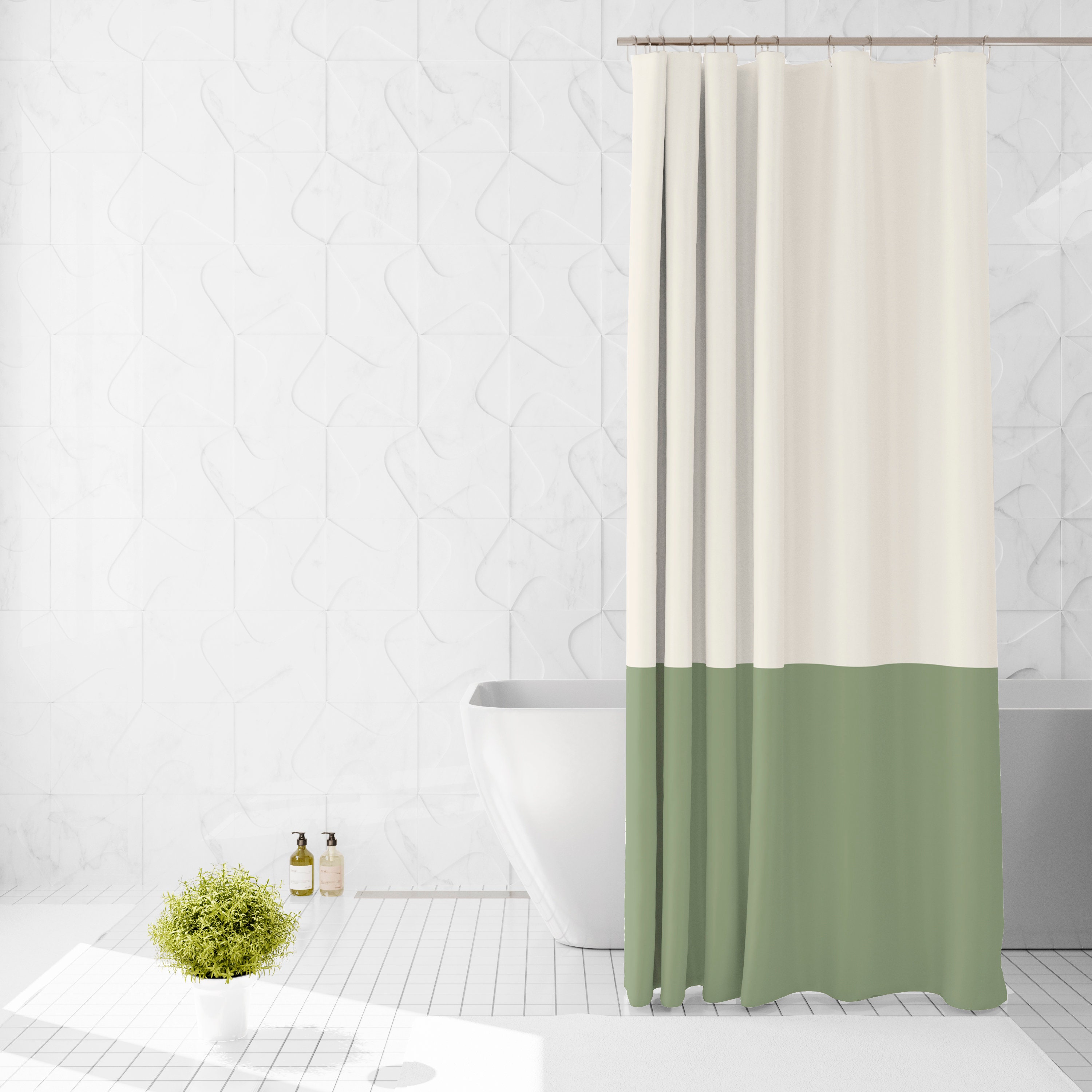 Minimal Shower Curtain Modern Shower Curtains Color Block Bath - Etsy