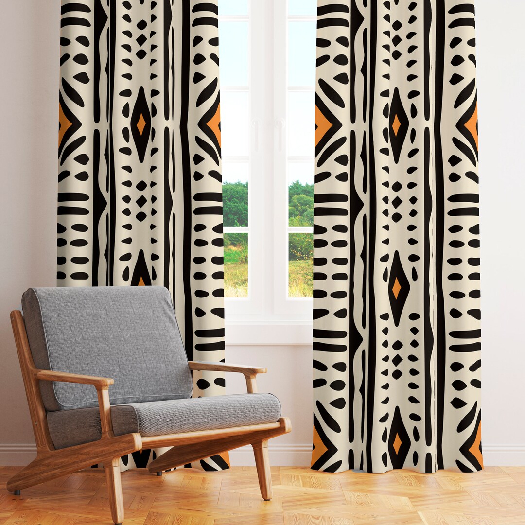 African Mudcloth Print Curtain Panel: Tribal Blackout Window Drape - Etsy