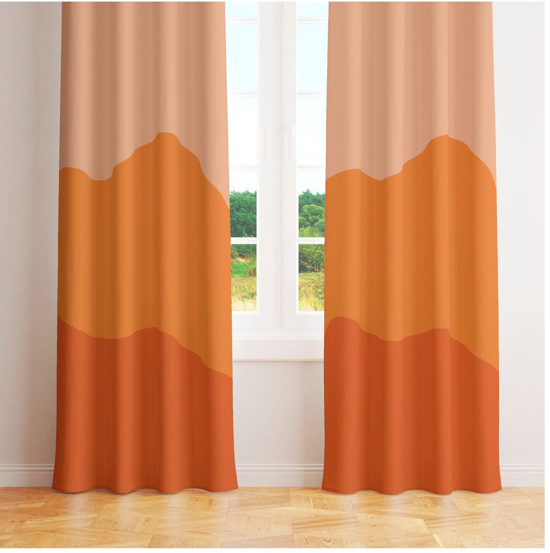 Apricot and Orange Window Curtains Color Blocked Window - Etsy