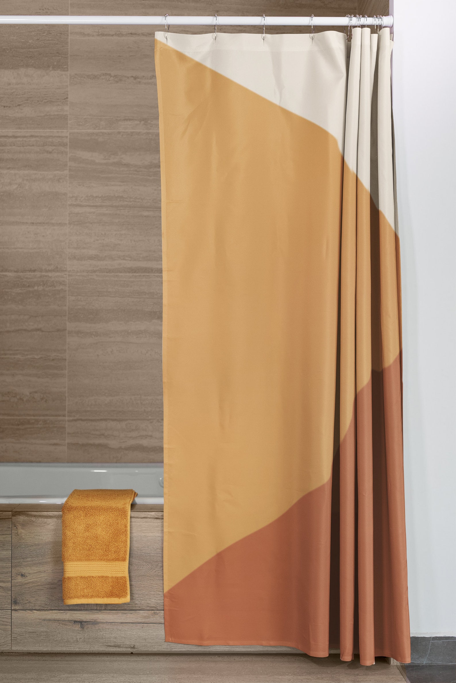 Extra Shower Curtain Mustard And Burnt Orange Shower Curtains Etsy