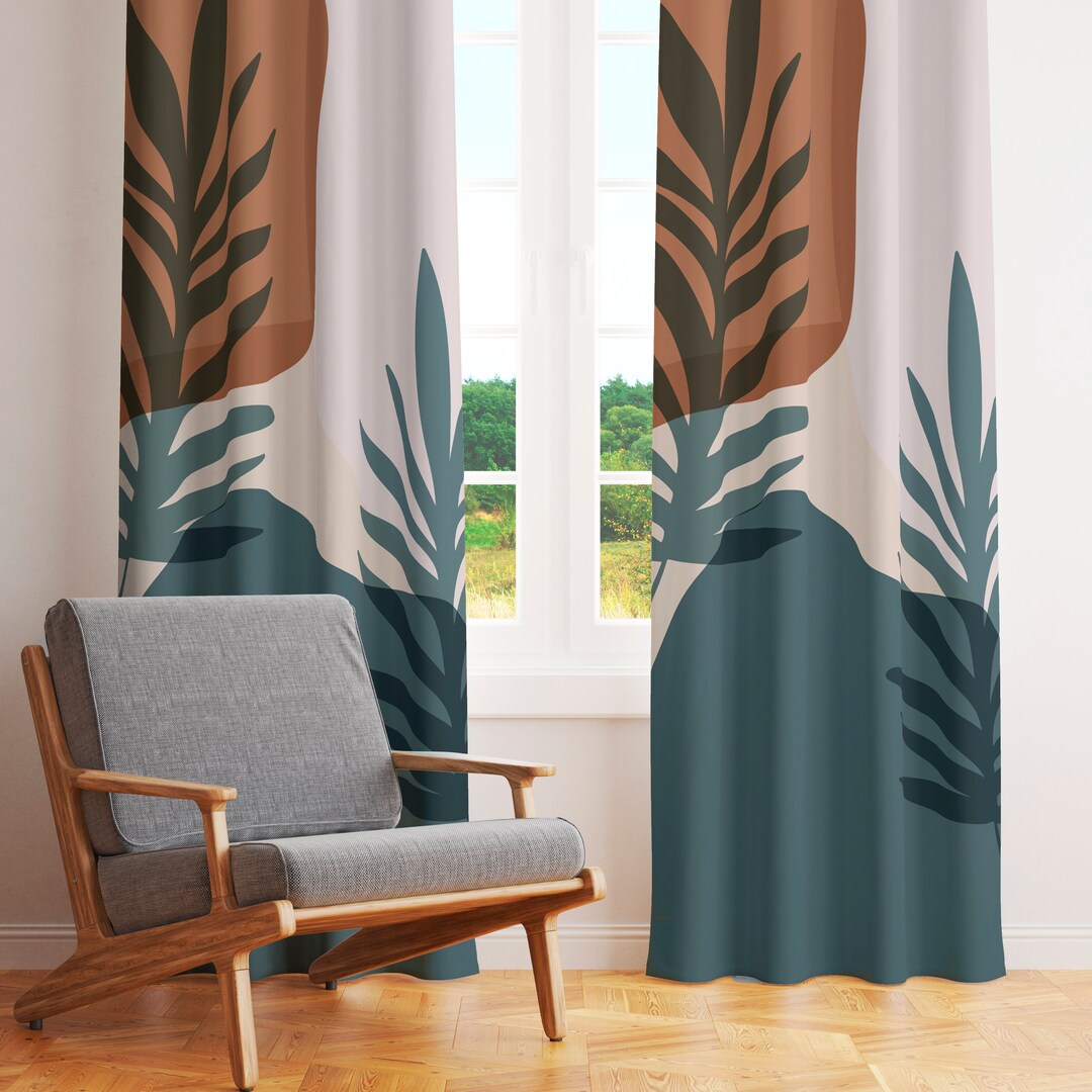 Abstract Window Curtain Aesthetic Art Curtain Panels Earth Tone ...