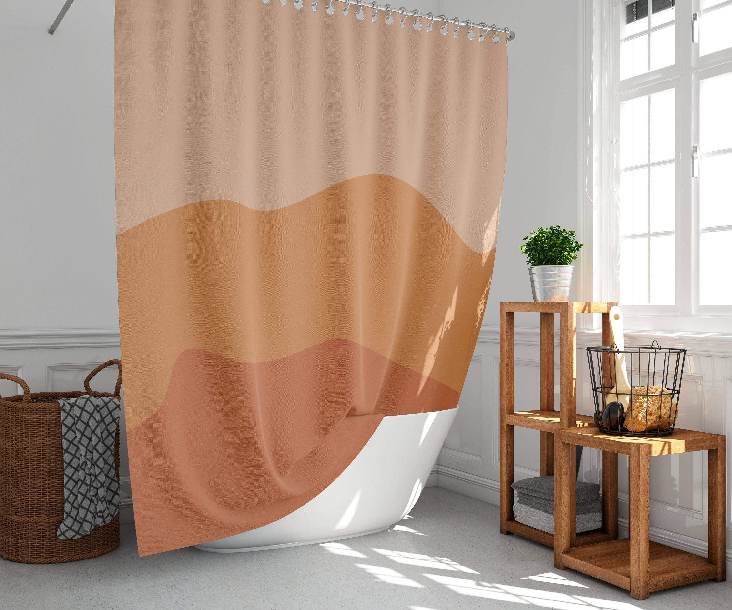 Burnt Orange Shower Curtain 72x72 Abstract Shower Curtains Etsy