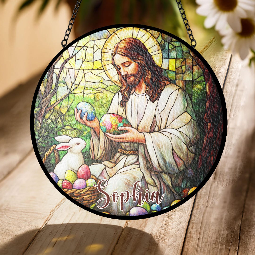 Jesus Easter Egg Stained Glass Suncatcher – Personalized Christian ...