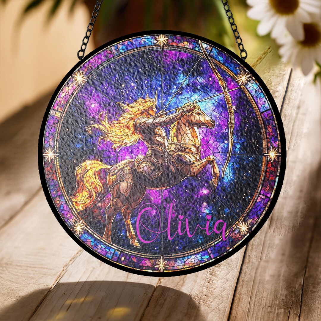 Sagittarius Zodiac Stained Glass Suncatcher – Personalized Centaur ...
