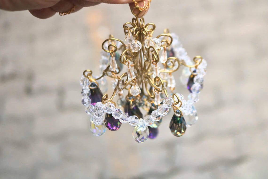 Handmade Crystal Car Suncatcher – Mini Chandelier for Rearview Mirror ...