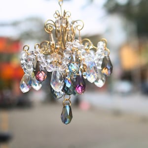Handmade Crystal Car Suncatcher – Mini Chandelier for Rearview Mirror ...