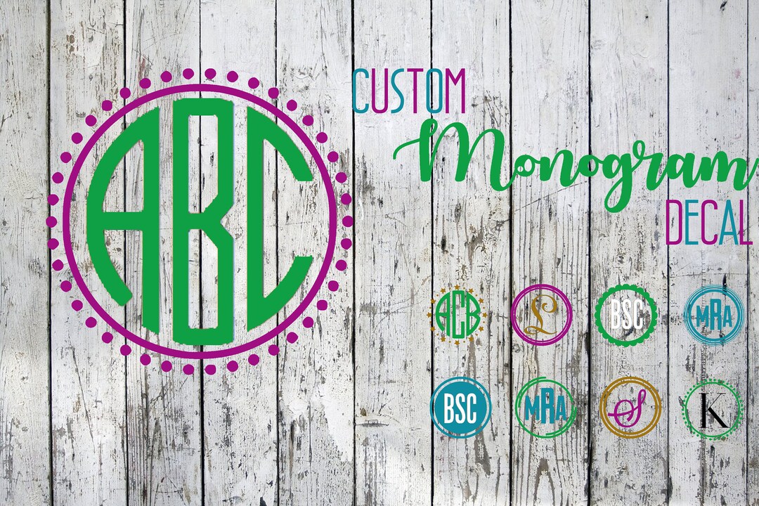 Custom Monogram Decal W/ Various Design & Color Options - Etsy