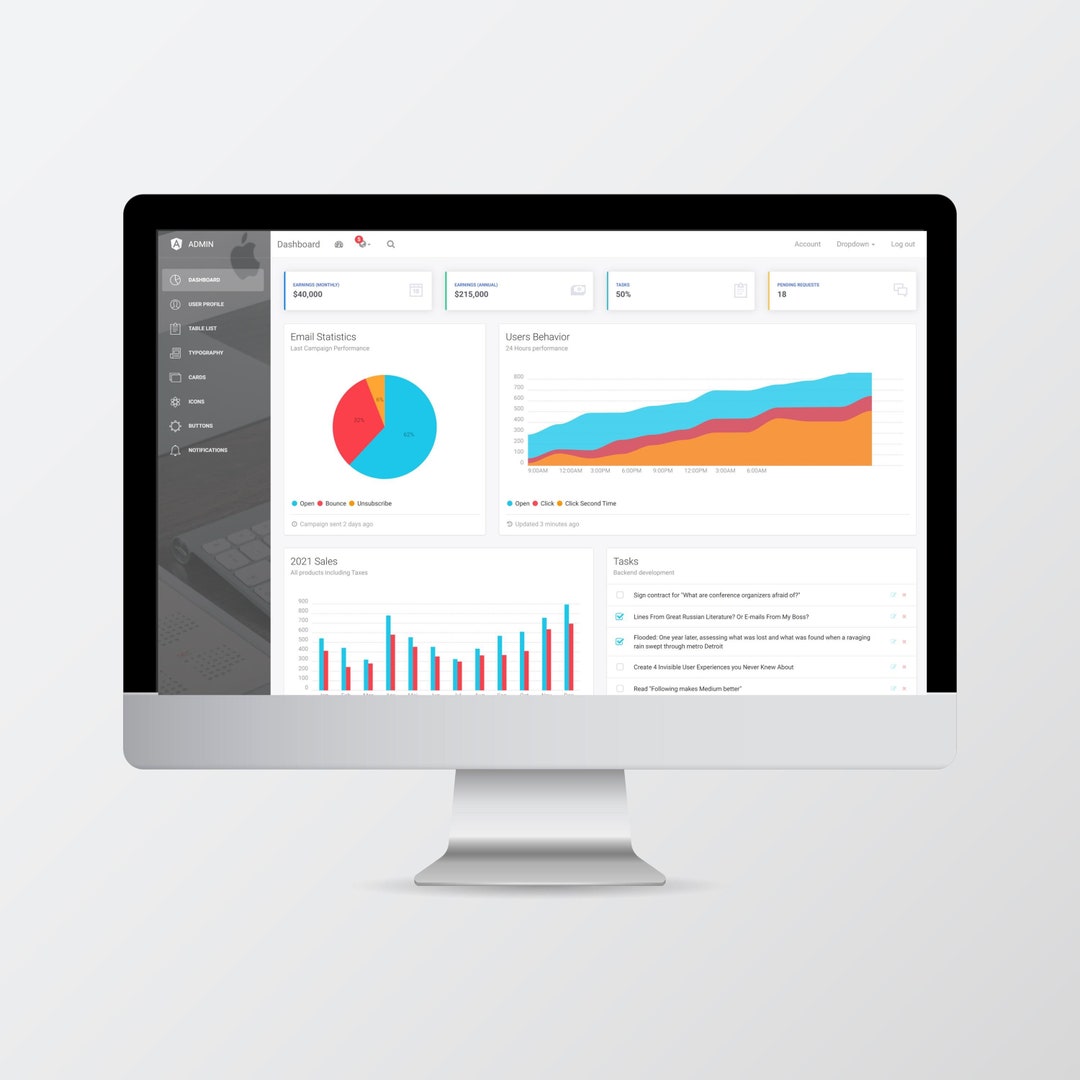 Modern Angular Admin Template Clean & Responsive Admin Components for Web Applications - Etsy