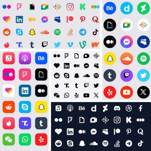 45 Social Media Icons Bundle SVG and PNG Files for Web and Graphic ...