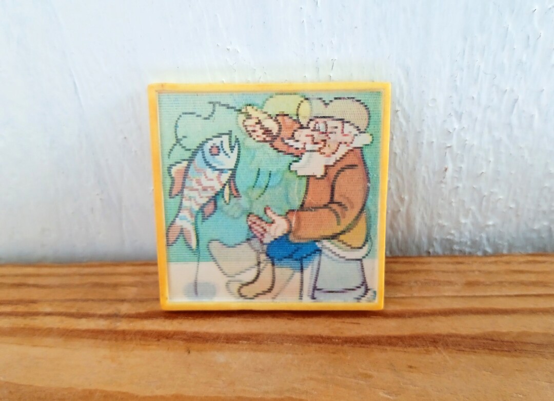 Rare Lenticular Pin, Man and a Fish, Childrens Pins, Grandfather ...