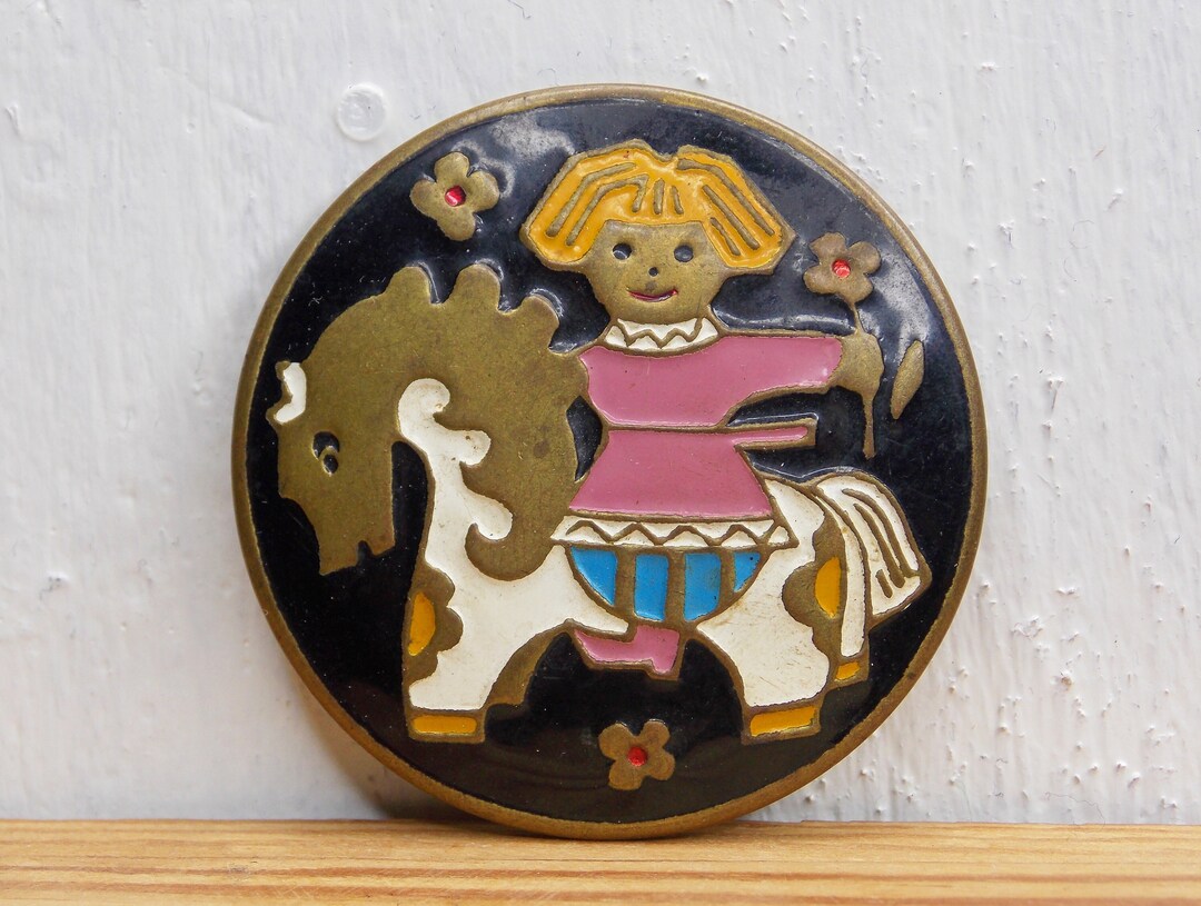 Boy on a Horse, Childrens Pin, Cute Enamel Pin, Fairy Tale Pin, Vintage ...